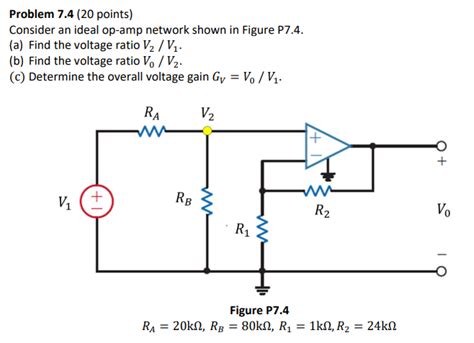 problem 7 4 20 points consider an ideal op amp network shown in figu