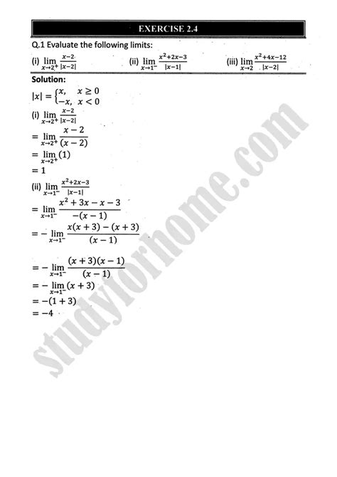 exercise 2 4 functions and limits mathematics 12th
