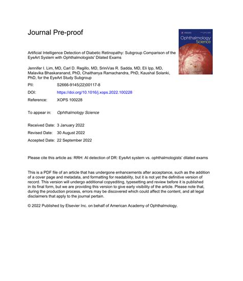 Pdf Artificial Intelligence Detection Of Diabetic Retinopathy Subgroup Comparison Of The