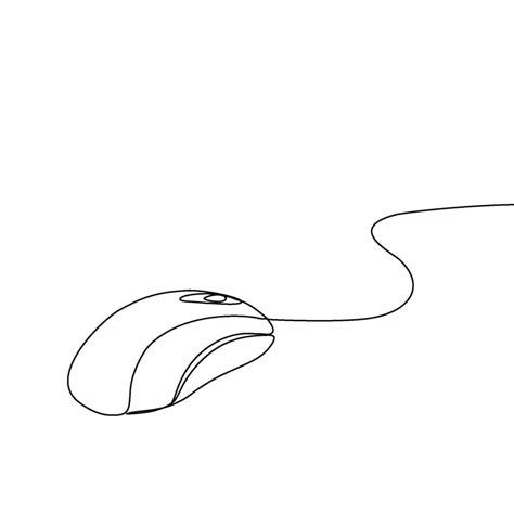 Mouse Computer In One Continuous Single Line Art Drawing Minimal Art Style Computer Mouse