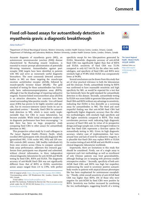 Pdf Fixed Cell Based Assays For Autoantibody Detection In Myasthenia