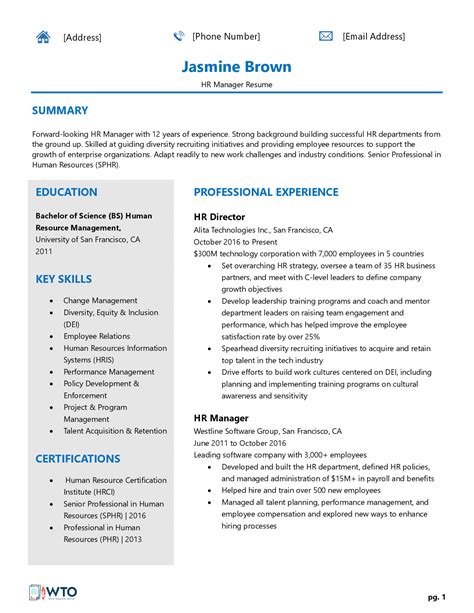 12 Free Human Resource Manager Resume Templates