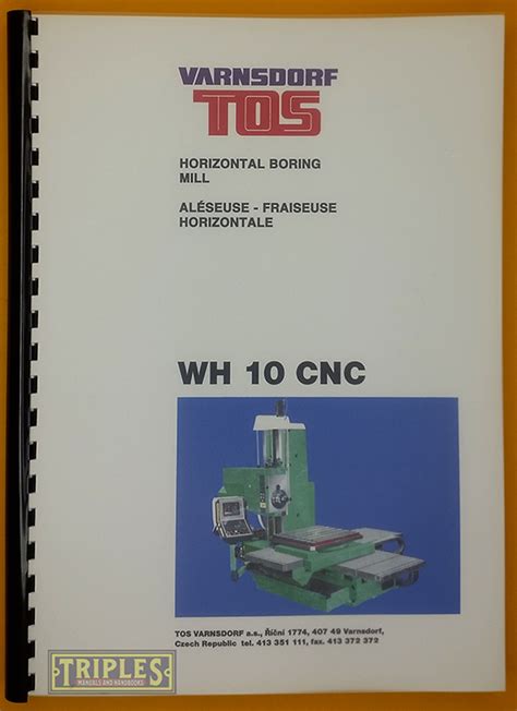 Tos Varnsdorf Wh10 Cnc Horizontal Boring Machine Operation Manual