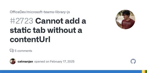 Cannot Add A Static Tab Without A Contenturl · Issue 2723 · Officedev