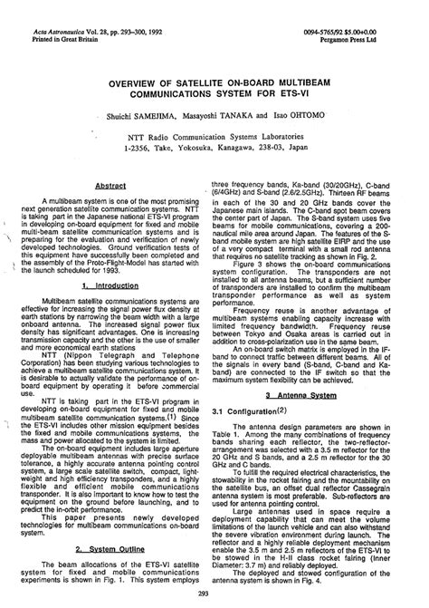 Pdf Overview Of Satellite On Board Multibeam Communications System For Ets Vi