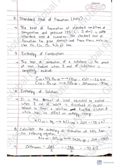 Chemical Thermodynamics Global Notes