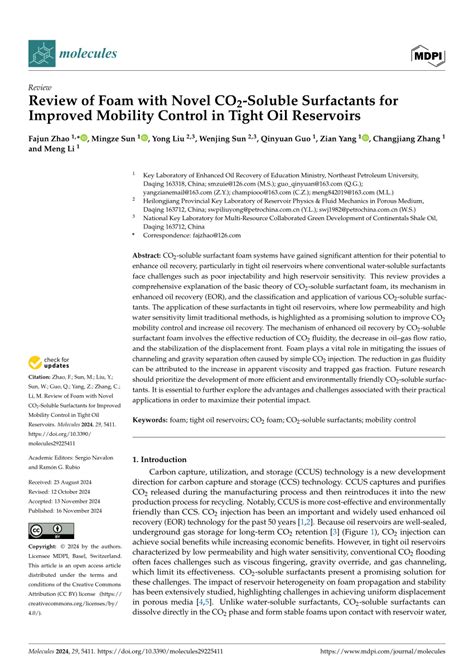 Pdf Review Of Foam With Novel Co2 Soluble Surfactants For Improved