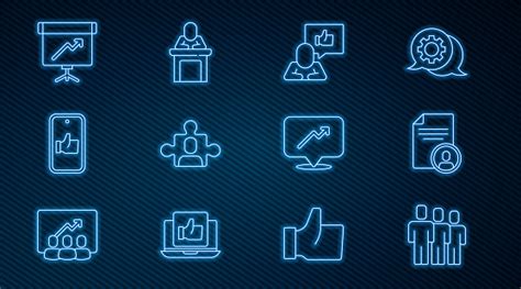 라인 사용자 그룹 이력서 손처럼 프로젝트 팀 베이스 다이어그램이 있는 칠판 그래프 일정 차트 및 스피커 아이콘을 설정합니다 벡터