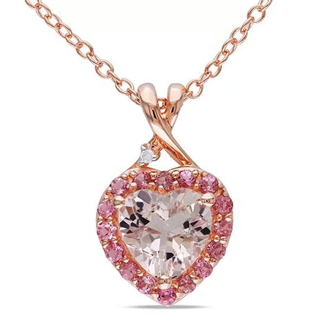 Genuine Morganite Pink Tourmaline And Diamond Accent Heart Pendant