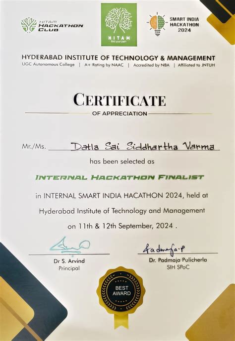 Siddhartha Varma Datla On Linkedin Smartindiahackathon Innovation Teamwork Hitam
