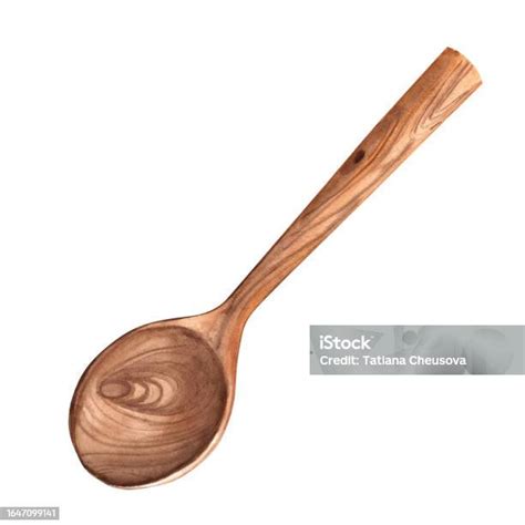 흰색 배경에 분리된 평면도에서 빈 나무 숟가락 손으로 그린 주방용품의 수채화 그림 음식 제품 포장 디자인 장식 구성을 표시합니다 0명에 대한 스톡 벡터 아트 및 기타 이미지