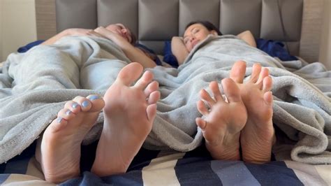Natasha Ty And Tyler Lynn Tired Footsies Under Blanket Barefoot Soles