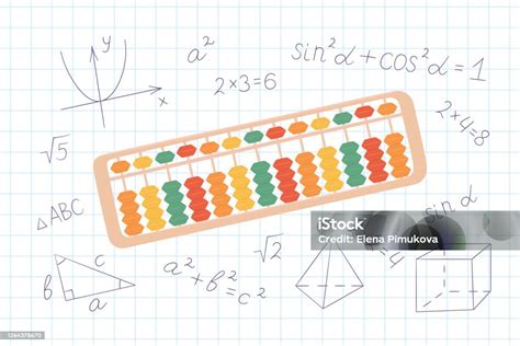 아이들을위한 정신 산술을 배우기위한 아바쿠스 소반 정신 수학의 일본어 시스템의 그림의 개념 낙서 드로잉에 대한 스톡 벡터 아트