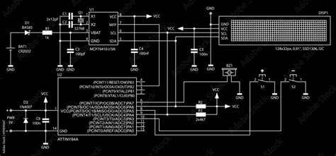 Schematic Diagram Of Electronic Device On Sheet Of Paper Vector Drawing Electrical Circuit With