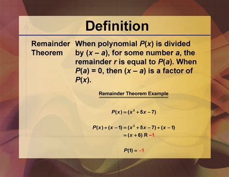 Remainder Theorem Definition Proof And Examples