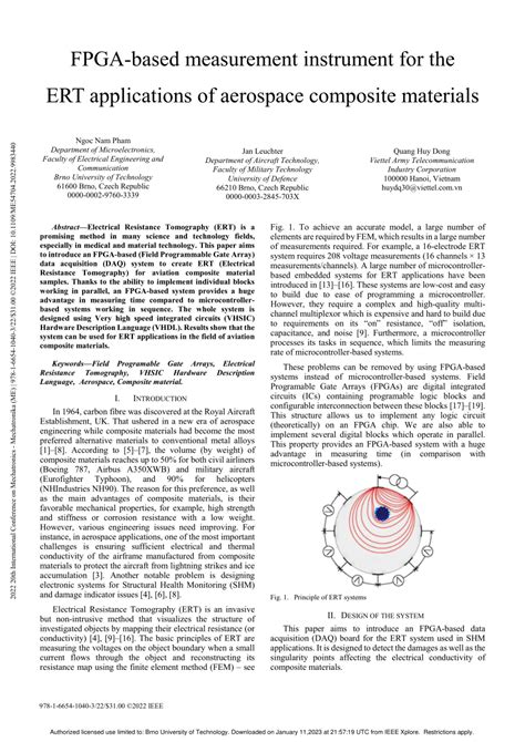 Pdf Fpga Based Measurement Instrument For The Ert Applications Of Aerospace Composite Materials