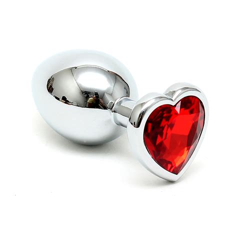 Crystal Heart Shaped Silver Butt Plug