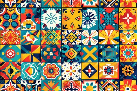 A Close Up Of A Colorful Tile Pattern With A Lot Of Different Designs