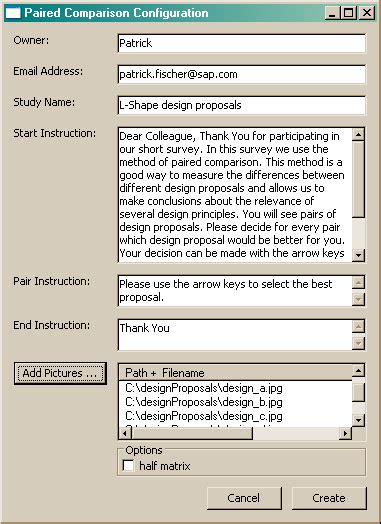 Example For Paired Comparison Configuration Download Scientific Diagram