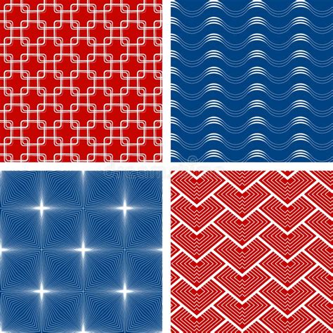 Set Of Four Seamless Patterns Stock Vector Illustration Of Blue Decorative 57288874
