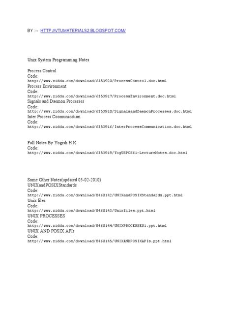 Unix System Programming Notes Pdf Business Technology And Engineering