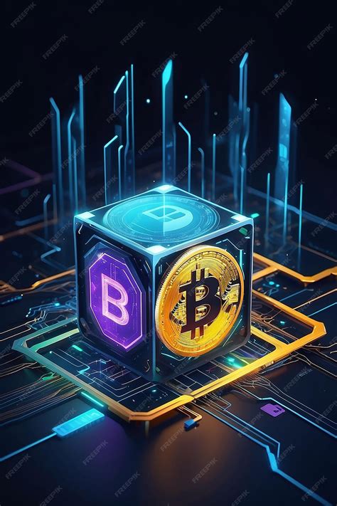 Premium Photo Futuristic Blockchain Technology Cryptography Transactions And Fintech