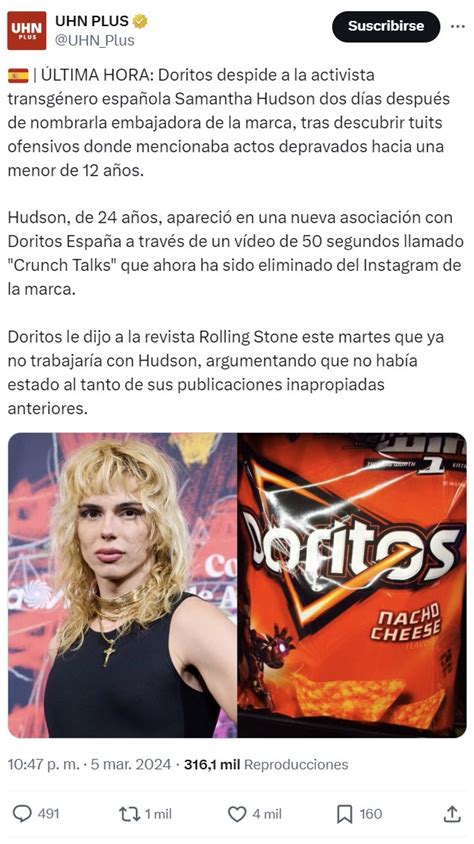 El Fichaje De Samantha Hudson Por Doritos Da El Salto A La Prensa Internacional