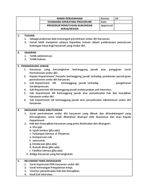 Sop Phk Atau Resign Pdf