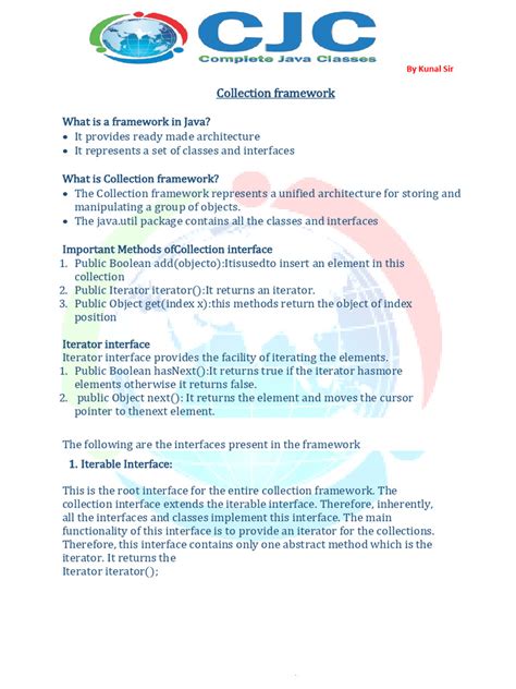 Collection Framework Java By Kunal Sir Pdf Class Computer Programming Computer Science