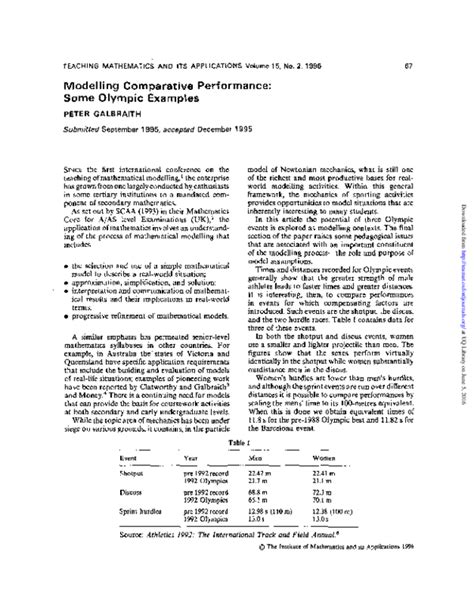 Pdf Modelling Comparative Performance Some Olympic Examples