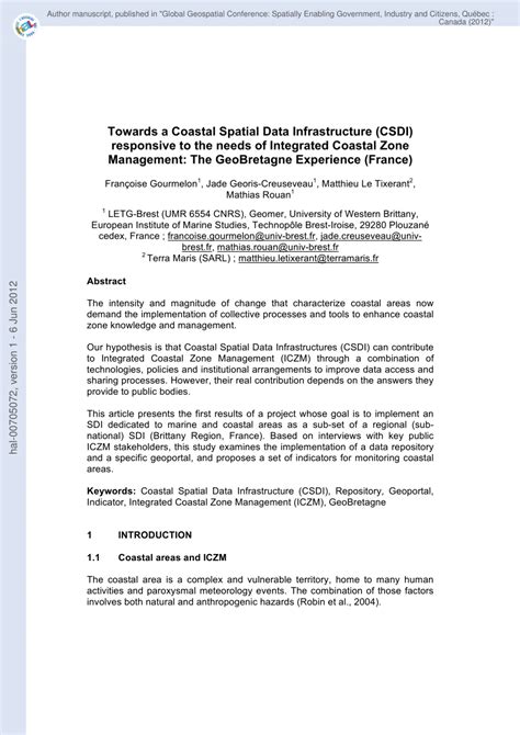 Pdf Towards A Coastal Spatial Data Infrastructure Csdi Responsive To The Needs Of Integrated