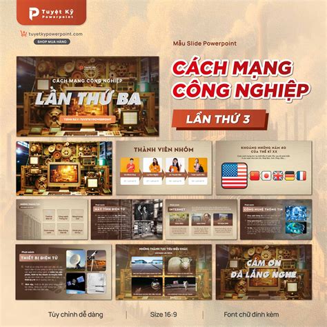 Mẫu Combo 4 Slide Bốn Cuộc Cách Mạng Công Nghiệp Tuyệt Kỹ Powerpoint