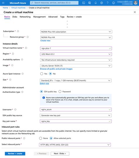 Creating Microsoft Azure Virtual Machines For Nginx Open Source And F Nginx Plus Nginx