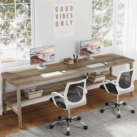 Two Person Computer Desk With Open Storage Shelf