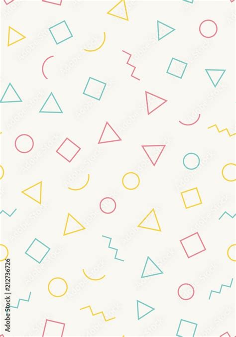 Seamless Memphis Pattern With Light Background With Different Shapes