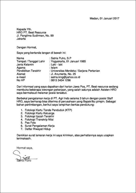 Contoh Surat Lamaran Kerja Di Pt Pungkook Indonesia One Surat Lamaran