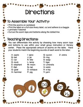 Alphabet Acorn Matching By Make Take Teach Teachers Pay Teachers