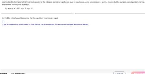 Use The T Distribution Table To Find The Critical Chegg Com