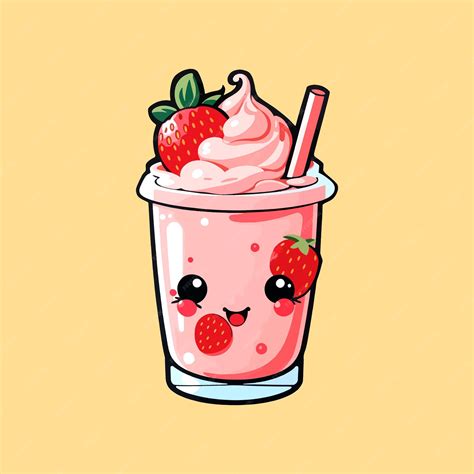 Premium Vector Kawaii Strawberry Milk Sticker