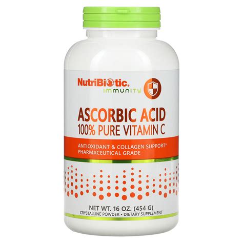 Nutribiotic 면역력 아스코르브산 100 순수 비타민c 16 Oz454 G