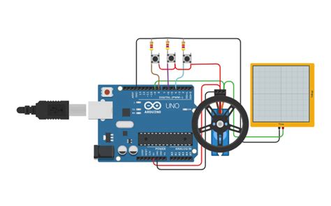 circuit design arduino drives continuous servo [block code] tinkercad