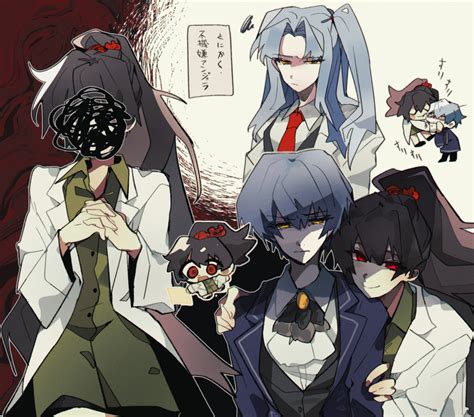 Safebooru 2girls Angela Project Moon Ascot Blue Hair Brown Hair