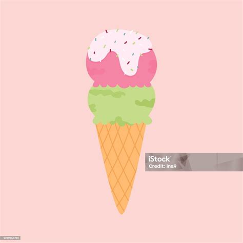 베리와 말차 맛이 있는 와플 콘에 담긴 아이스크림 포스터는 흰색 배경에 뿌려진 크림입니다 만화 스타일의 벡터 그림입니다 0명에 대한 스톡 벡터 아트 및 기타 이미지 Istock