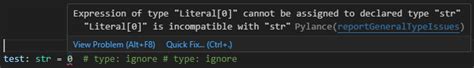 Use Pyright Specific Comment For Quick Fix Add Type Ignore