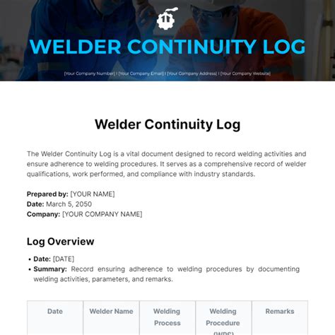 Free Welder Continuity Log Template To Edit Online