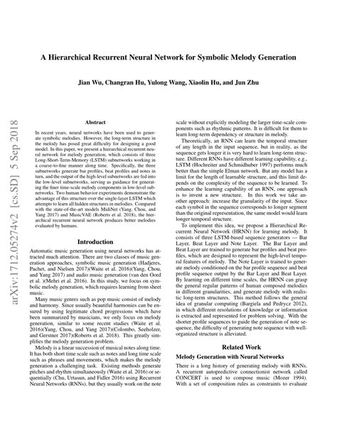 Pdf A Hierarchical Recurrent Neural Network For Symbolic Melody