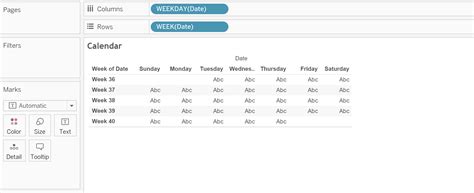 Create A Calendar Visual In Tableau — Onenumber