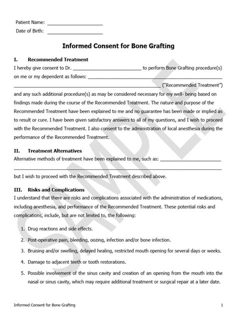 Dentistry Informed Consent For Bone Grafting Medpro Group Pdf