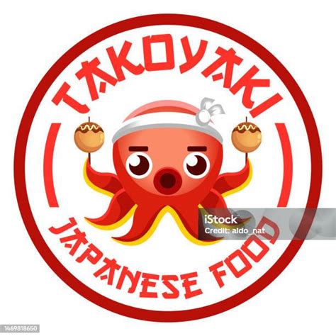 현대적인 평면 디자인 간단한 미니멀리스트 귀여운 문어 타코야키 마스코트 캐릭터 로고 아이콘 디자인 템플릿 벡터 레스토랑 제품 레이블 브랜드 카페 배지에 대 한 현대 일러스트