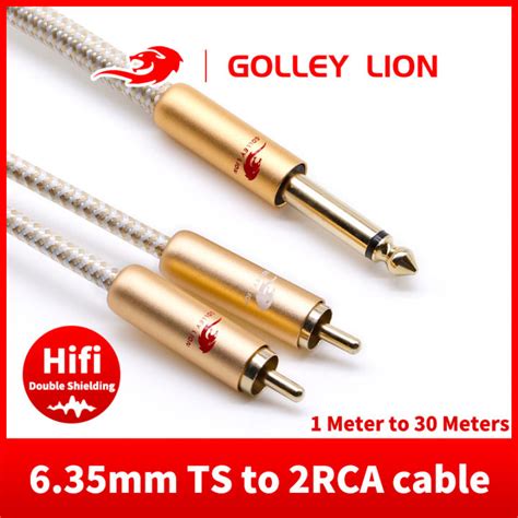 Golley Lion 14นิ้ว635มม โมโน Ts ถึง2rca สายสัญญาณเสียงสำหรับ